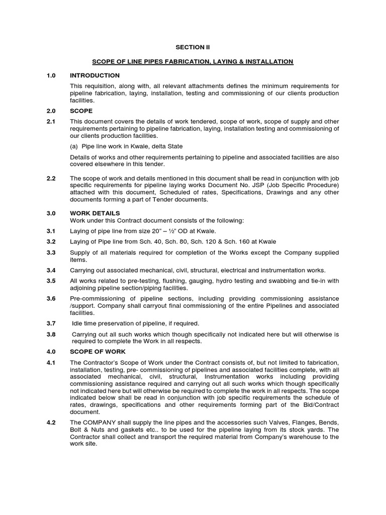 Scope of Work-14in X 14km Pipeline - Sterling Global | PDF | Welding ...