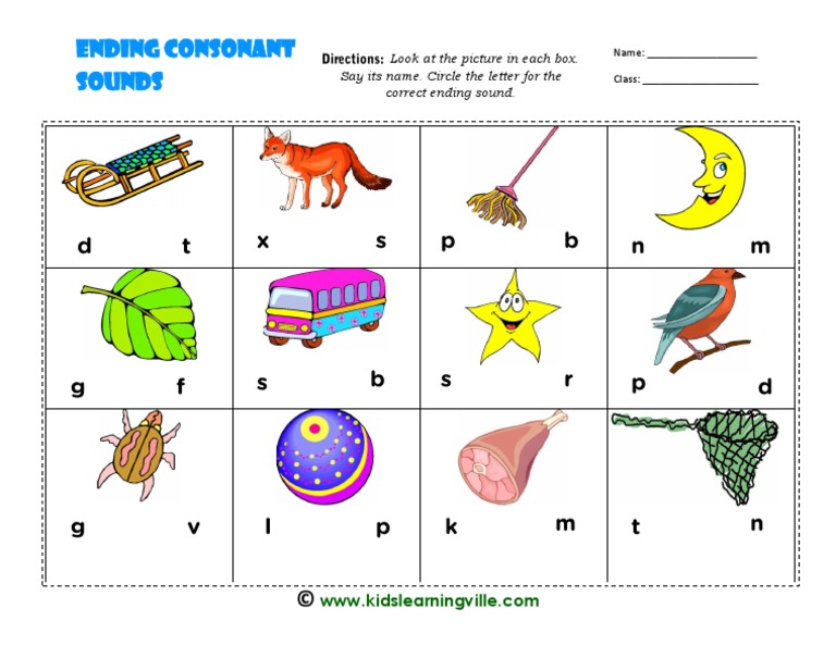 Ending Consonant Sounds ActivityB | PDF