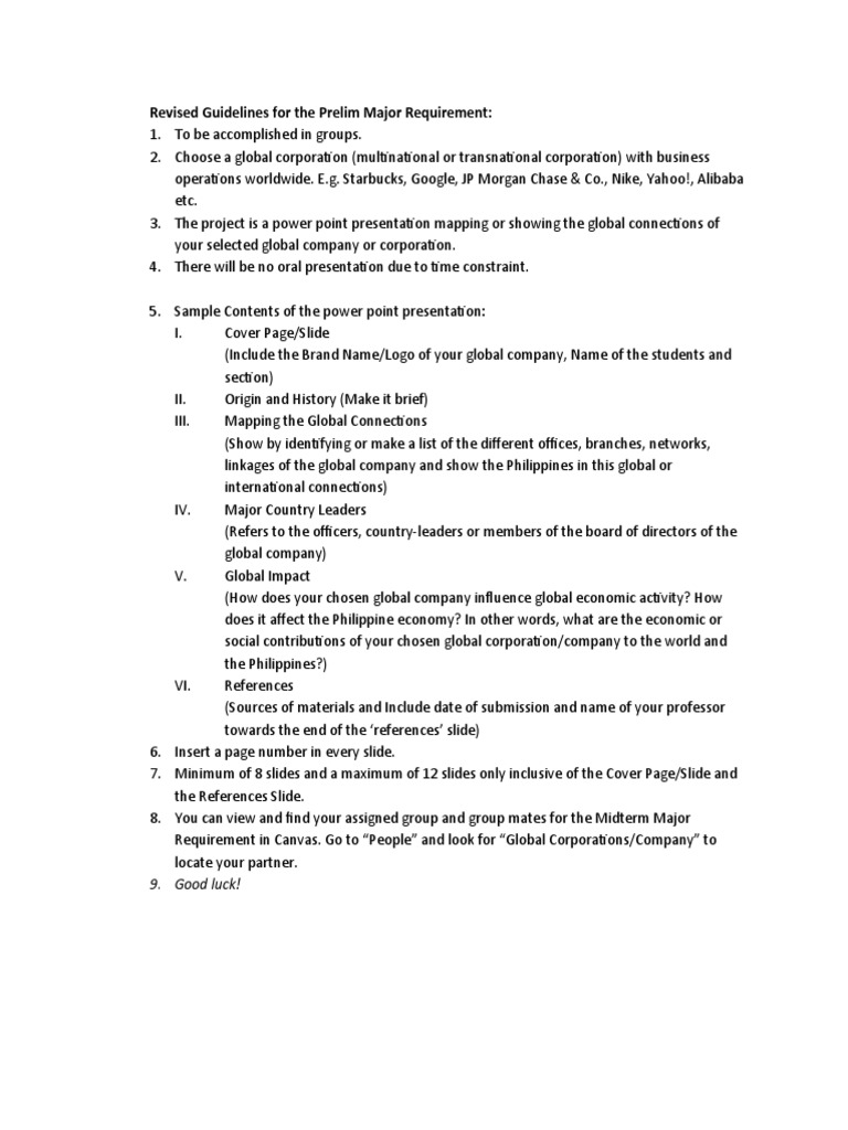 Revised Guidelines Prelim Major Requirement | PDF