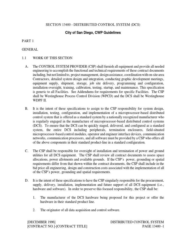 DCS - Typical Spec | PDF | Specification (Technical Standard) | Programmable Logic Controller