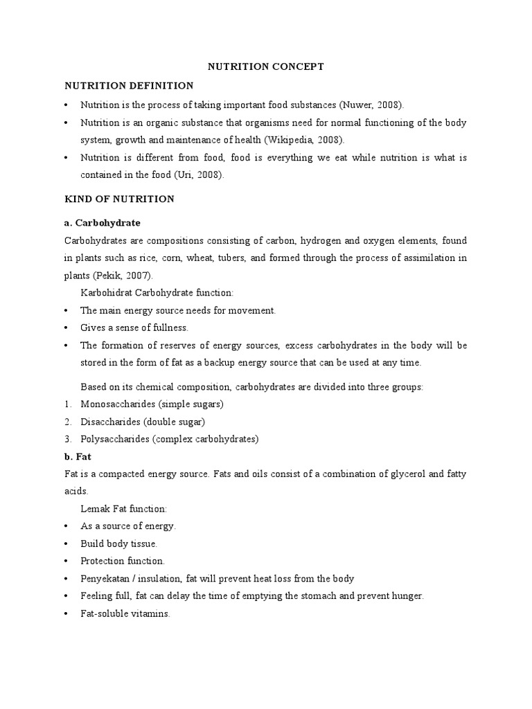Nutrition Concept Nutrition Definition | PDF | Carbohydrates | Human ...