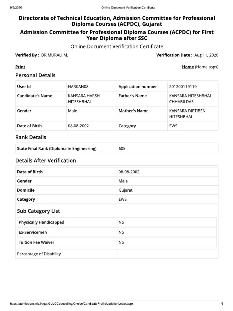 ACPDC Document Verification Letter | PDF