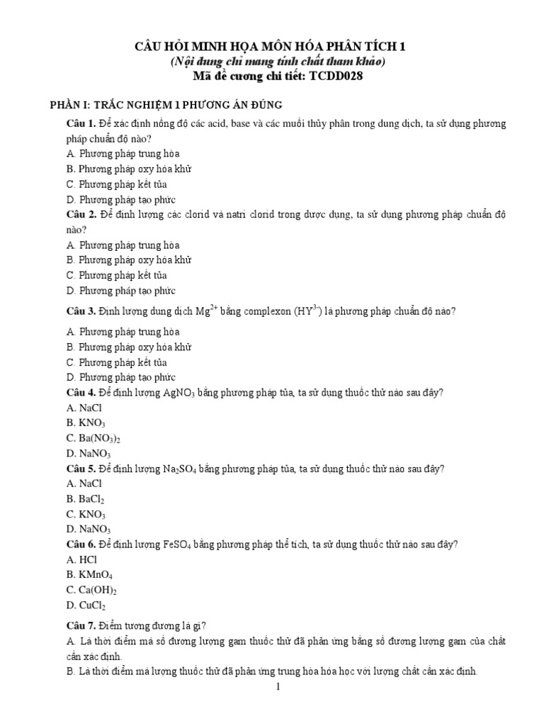 (123doc) Trac Nghiem Hao Phan Tich 1 | PDF