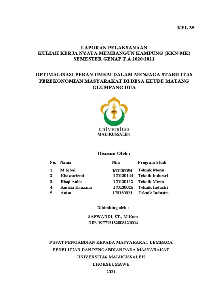 Cover Laporan KKN Kel 35 | PDF