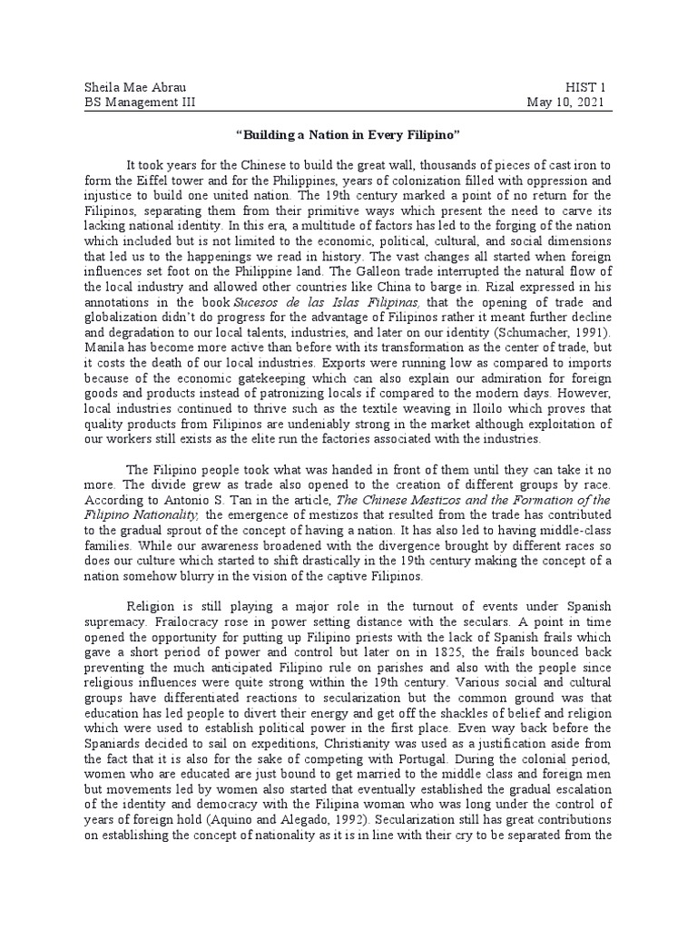 Building A Nation in Every Filipino | PDF | Philippines | Spain
