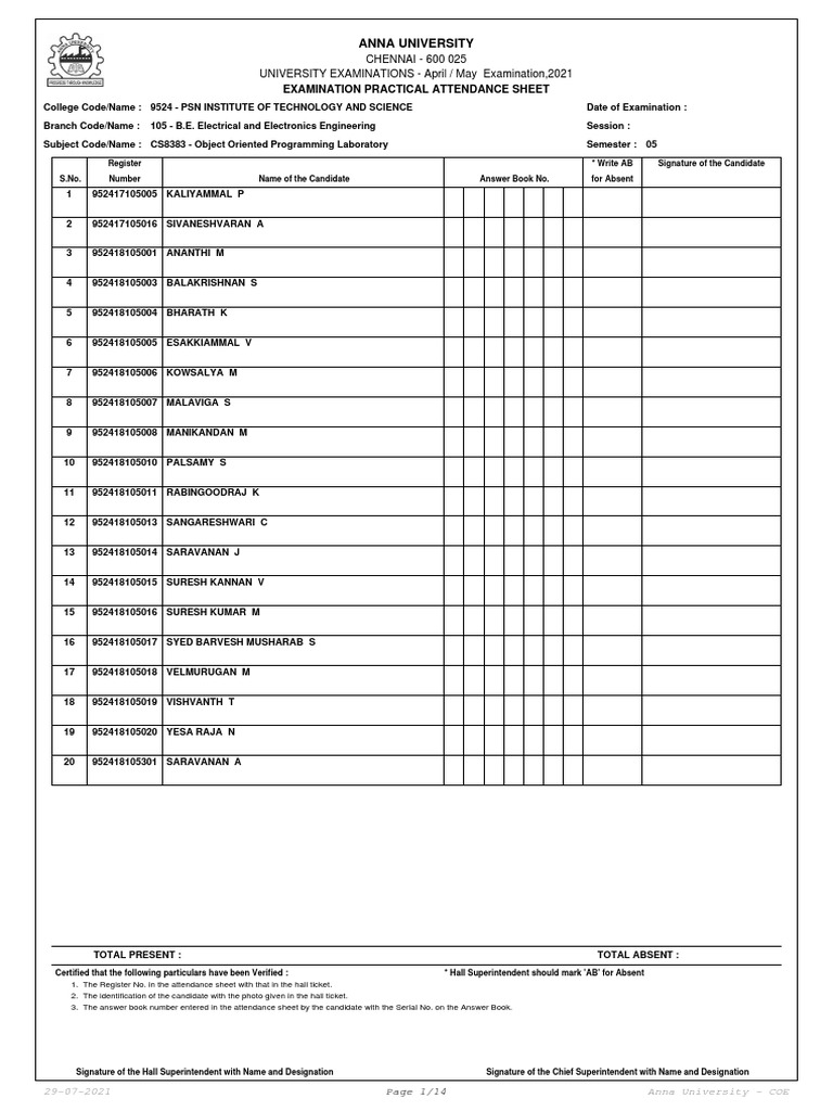 EEE Practical Attendance Sheet Report - PHP | PDF | Electrical ...