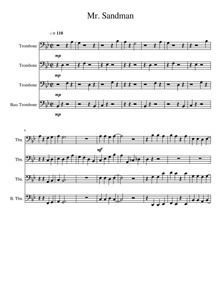 Mr. Sandman-Score and Parts | PDF | Pitch (Music) | Musical Instruments