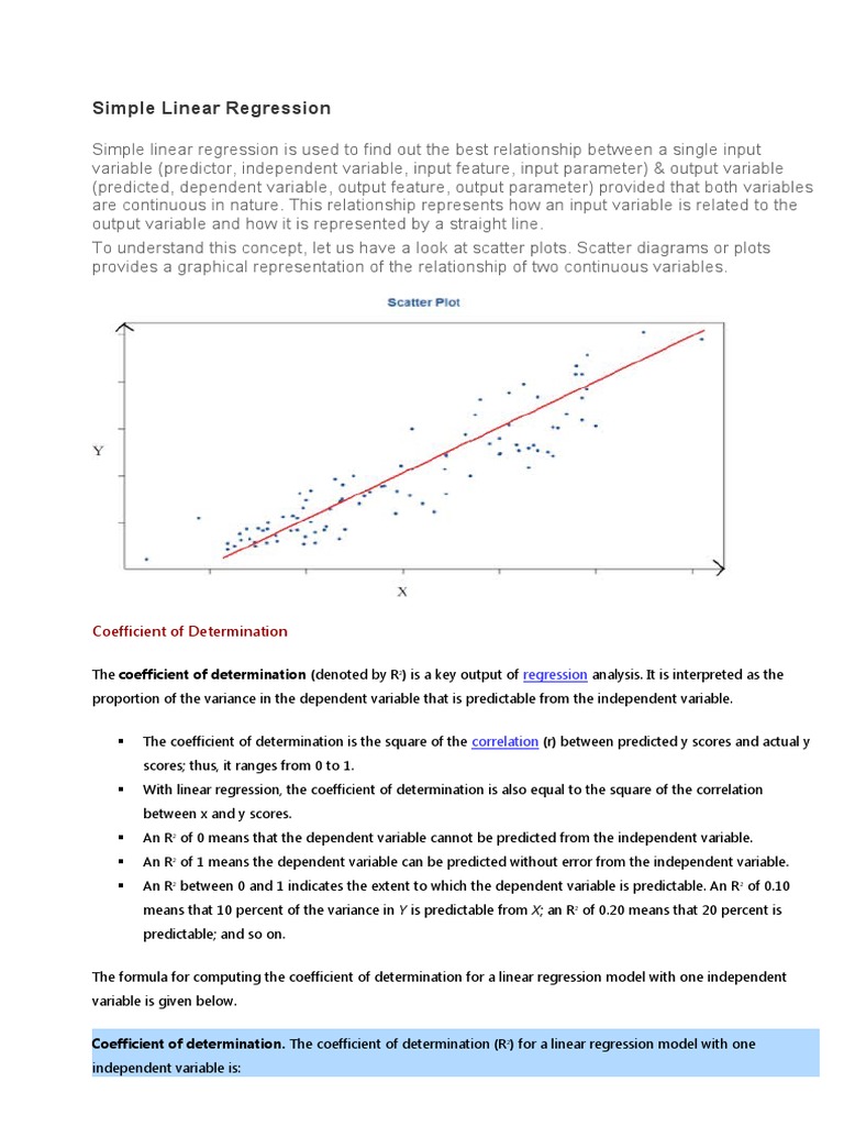 Simple Linear Regression: Coefficient of Determination | PDF ...