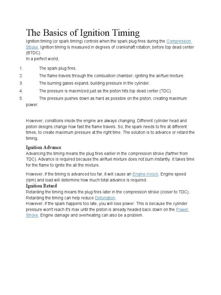 The Basics of Ignition Timing | PDF