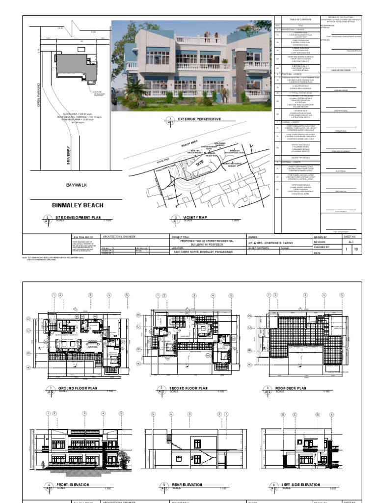 Residential Building Plans and Specifications for a Two-Story Single ...