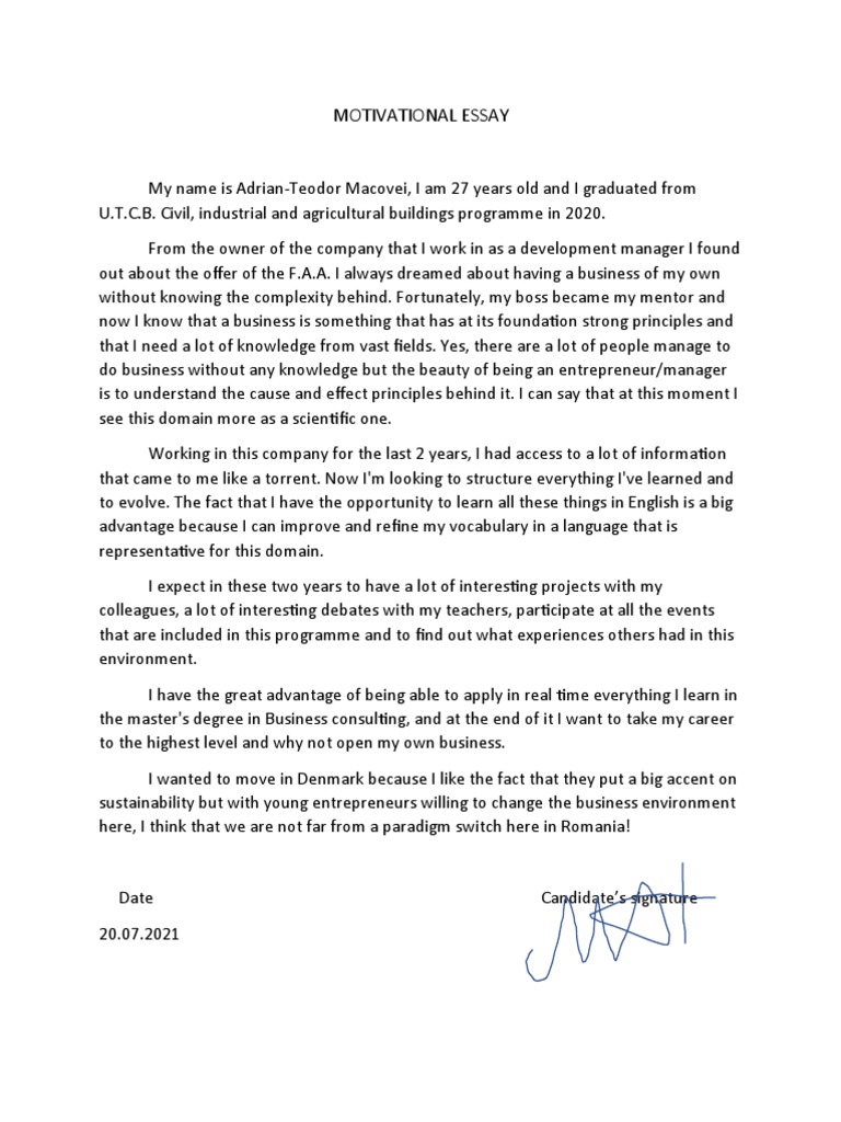 Motivational Essay | PDF | Career & Growth | Business