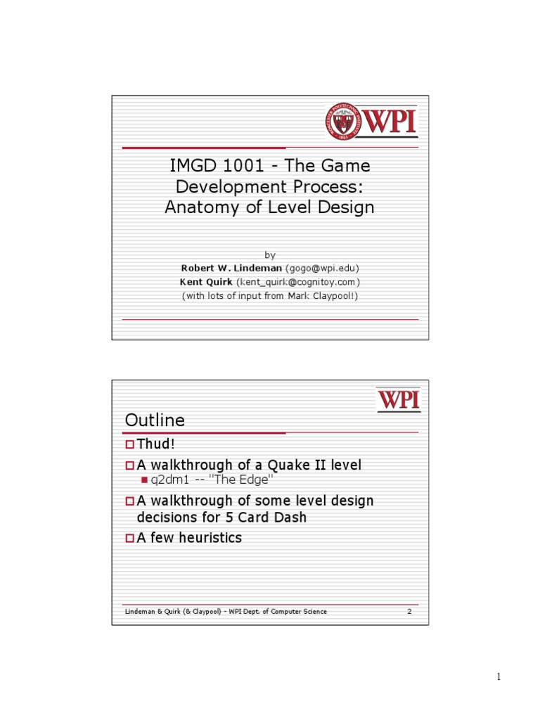 Imgd1001 07 LevelDesign | PDF | Cognition
