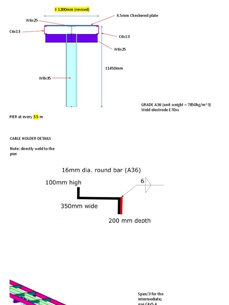 1200mm (Revised) W6x25 C6x13 C6x13 W6x25 4.5mm Checkered Plate | PDF ...