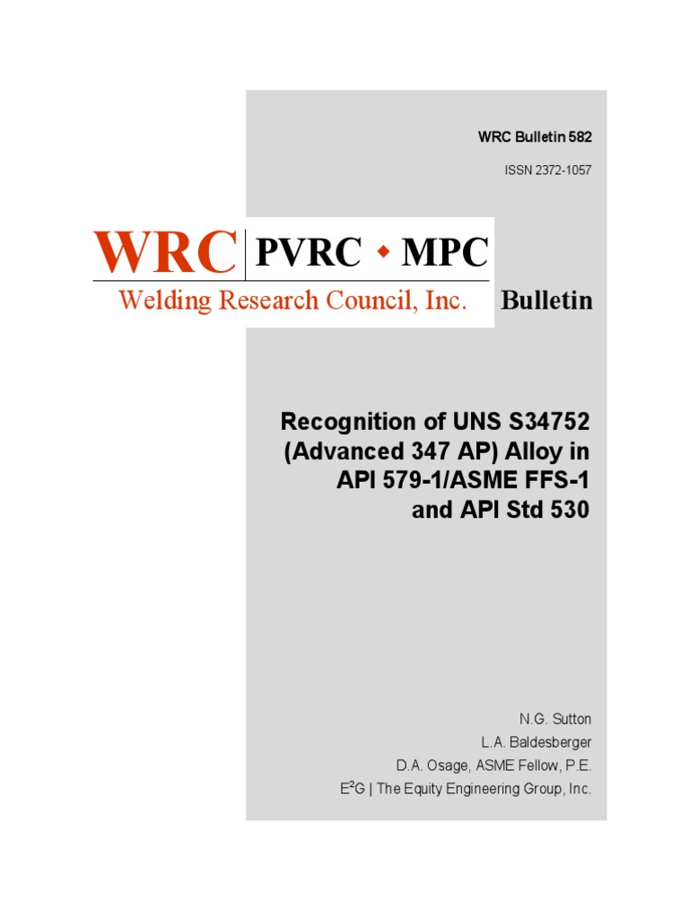 PVRC MPC: Welding Research Council, Inc | PDF | Steel | Stainless Steel