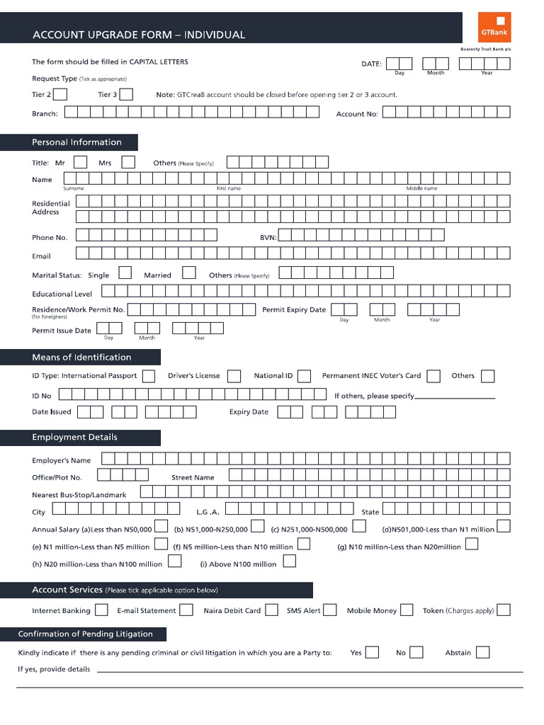 Account Upgrade Form Individual | PDF