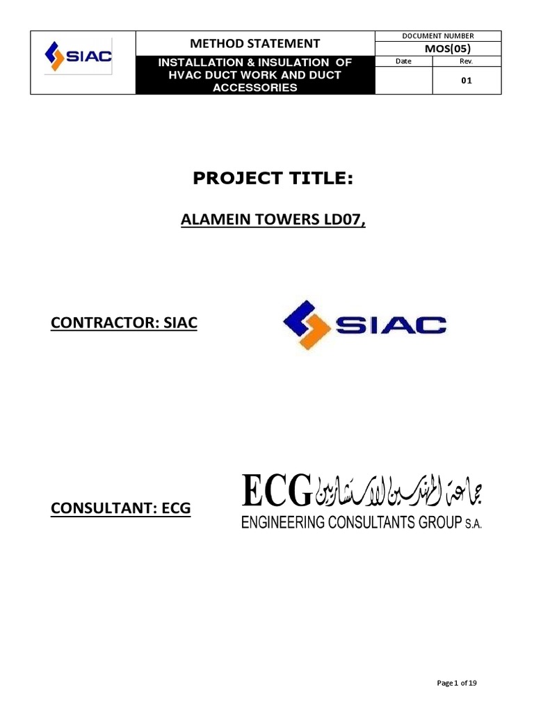 Installation of Hvac Duct Work and Duct Accessories - Rev1 | PDF | Duct ...