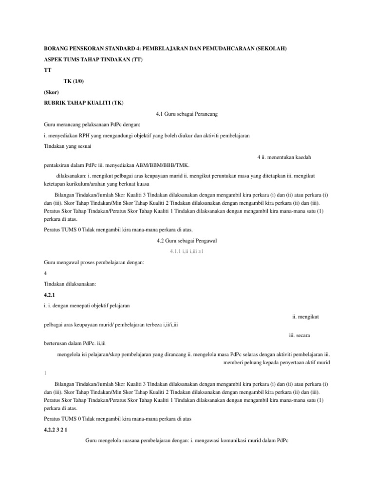 Borang Standard 4-Pdpc-Sekolah | PDF