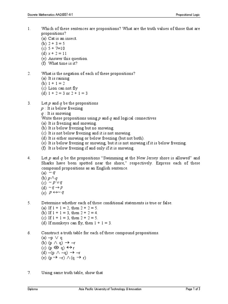 T5 - Propositional Logic | PDF | Proposition | Truth