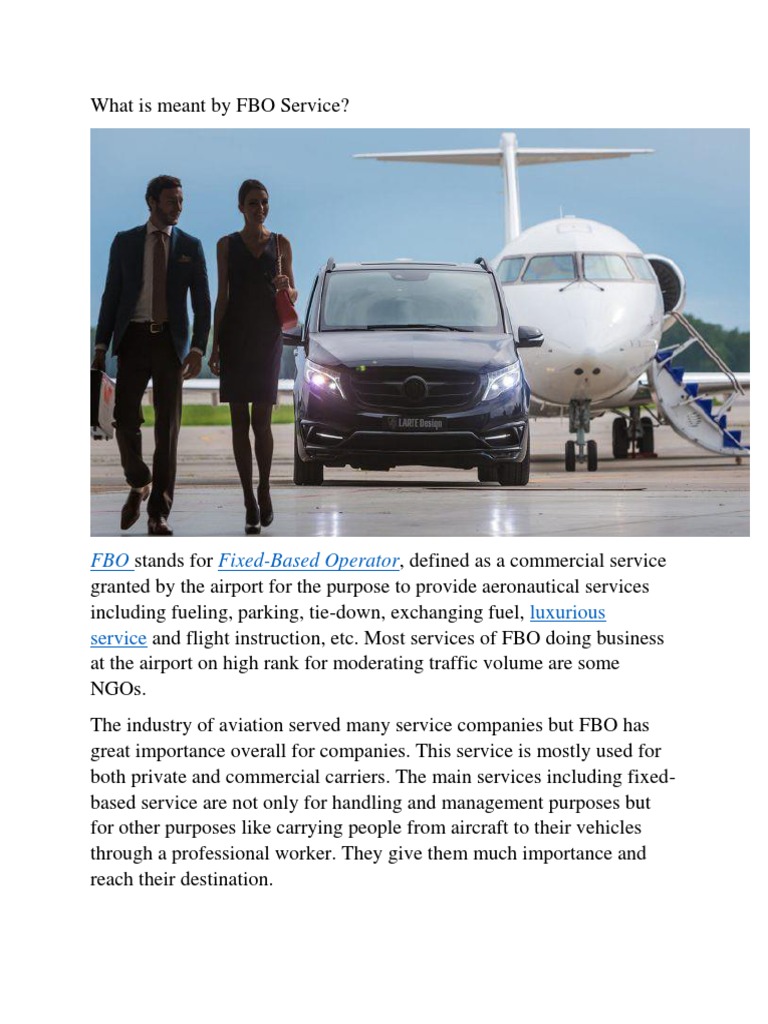 FBO Fixed-Based Operator: Luxurious Service | PDF | Aviation | Transport