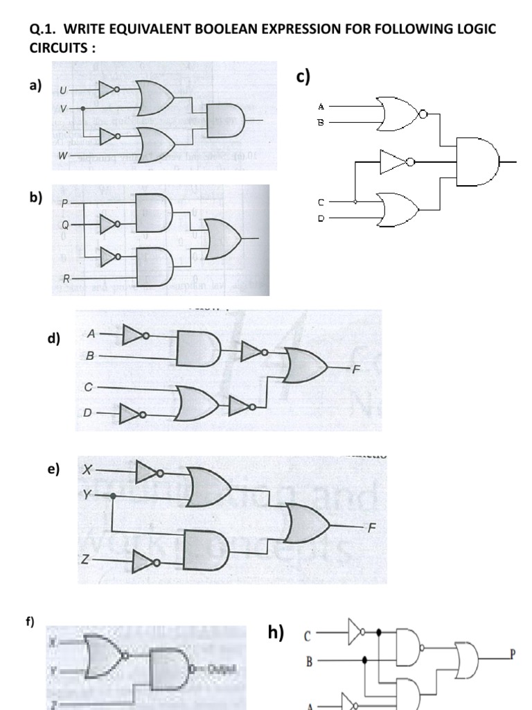 Q.1. Write Equivalent Boolean Expression For Following Logic Circuits ...
