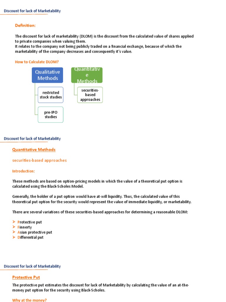 DLOM | PDF | Business Valuation | Stocks