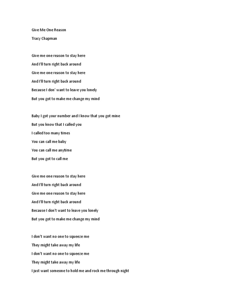 Give Me One Reason | PDF