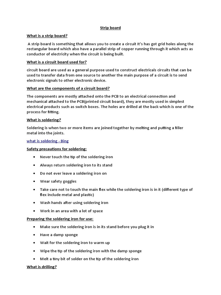Strip Board What Is A Strip Board? | PDF | Soldering | Printed Circuit ...