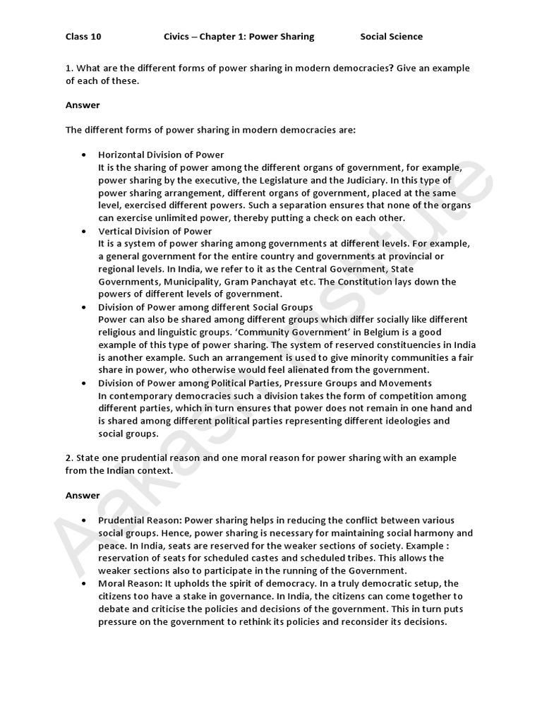 Chapter 1 - 2 Civics Class 10 | PDF | Government | Democracy
