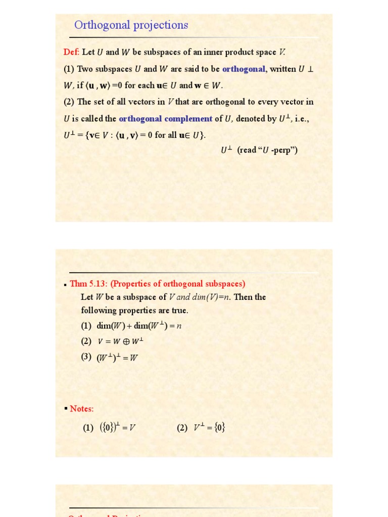 Orthogonal projections explained | PDF