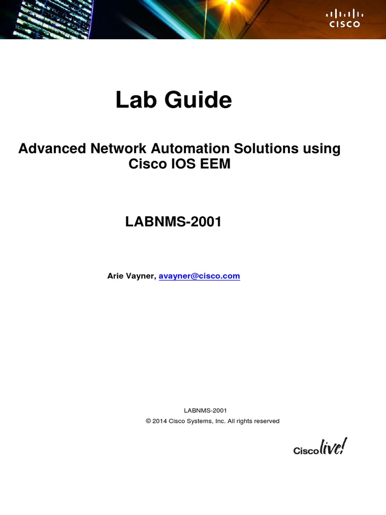 Lab Guide Advanced Network Automation Solutions Using Cisco Ios Eem