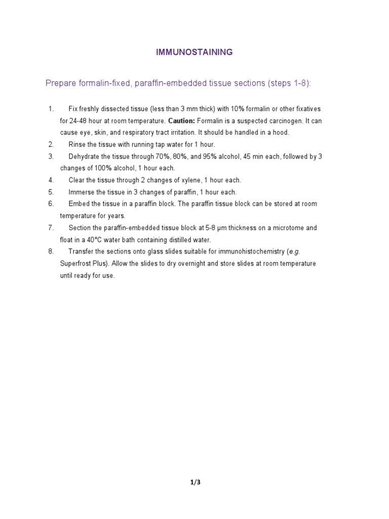 Prepare Formalin-Fixed, Paraffin-Embedded Tissue Sections (Steps 1-8 ...