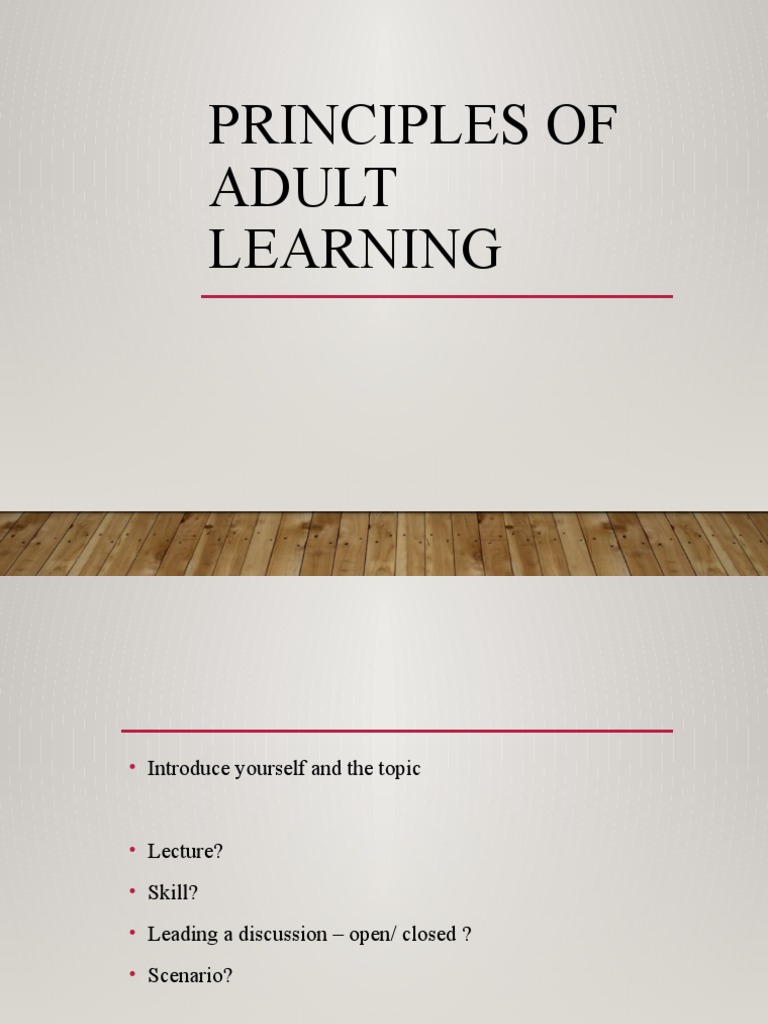 Adult Learning Principles Guide | PDF | Learning | Adult Education