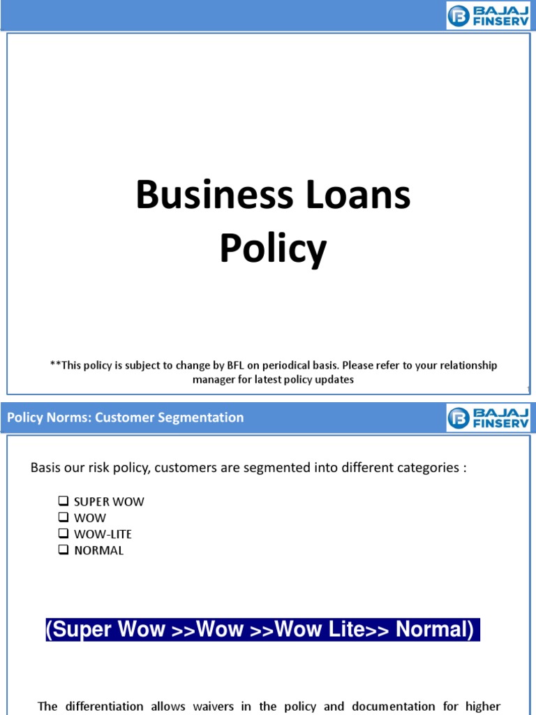 Business Loan Policy Overview | PDF | Loans | Sole Proprietorship