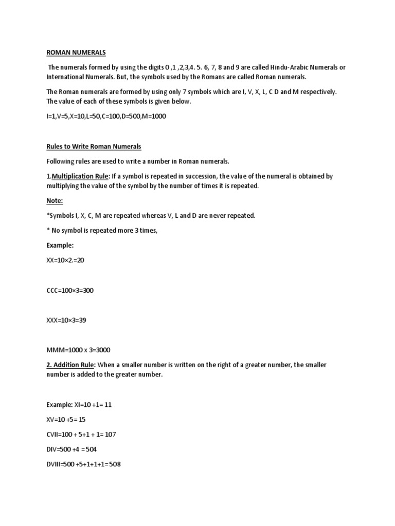 An In-Depth Explanation of the Roman Numeral System | PDF | Numbers ...