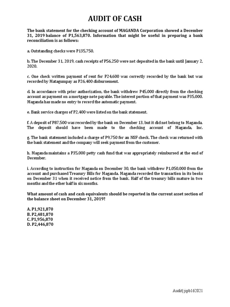 Cash Audit and Reconciliation Summary | PDF
