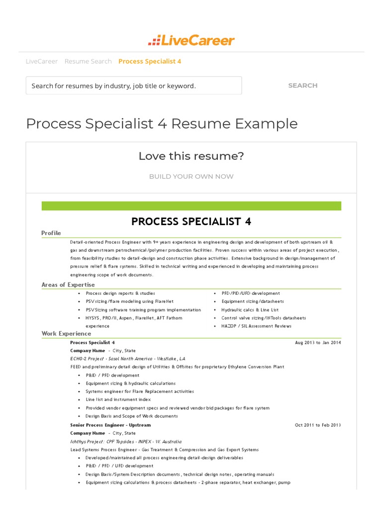 Process Specialist 4 Resume Example Company Name - Katy, Texas | PDF ...