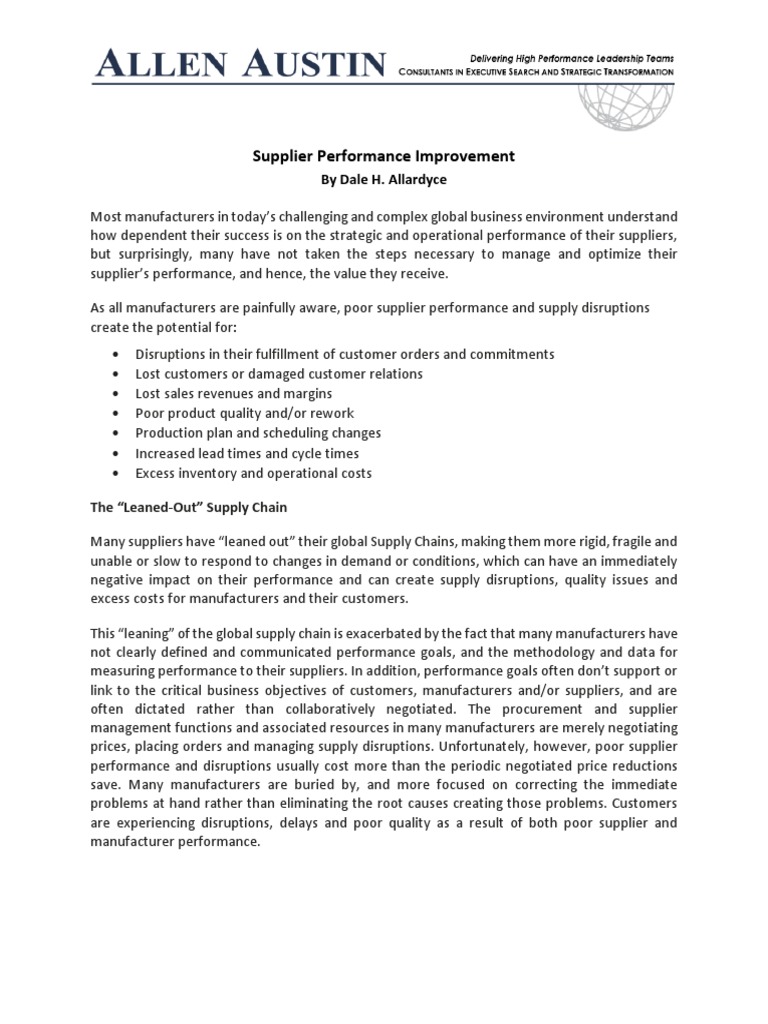 Delivery Performance Improvement Guidelines | PDF | Supply Chain ...