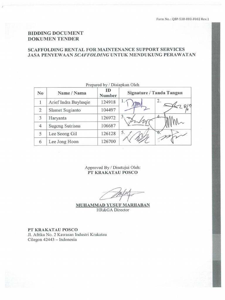 (Proposal) Bidding Document of Scaffolding - Dual Language - Rev8 | PDF