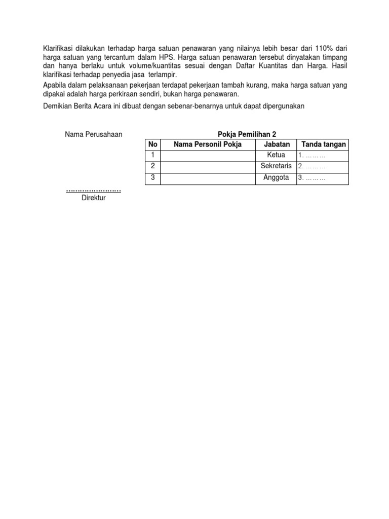 Klarifikasi Harga Timpang dalam Kontrak | PDF