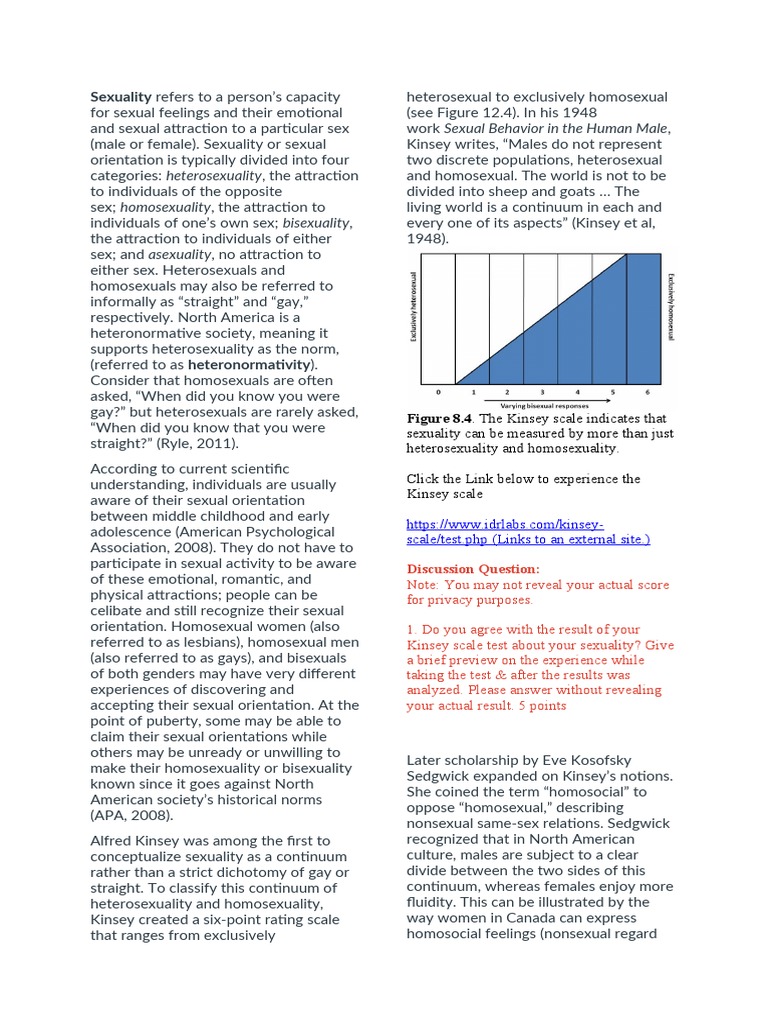 Sexuality Refers To A Person's Capacity: Figure 8.4. The Kinsey Scale ...