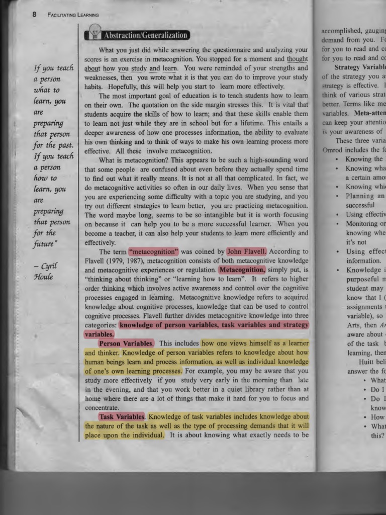 Module 1 Metacognition-2 | PDF | Metacognition | Learning