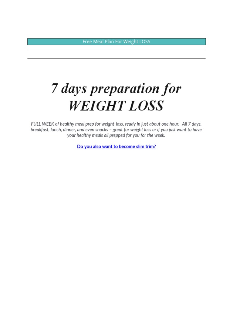 7 Easy Meals To Weight Loss | PDF | Meal | Foods