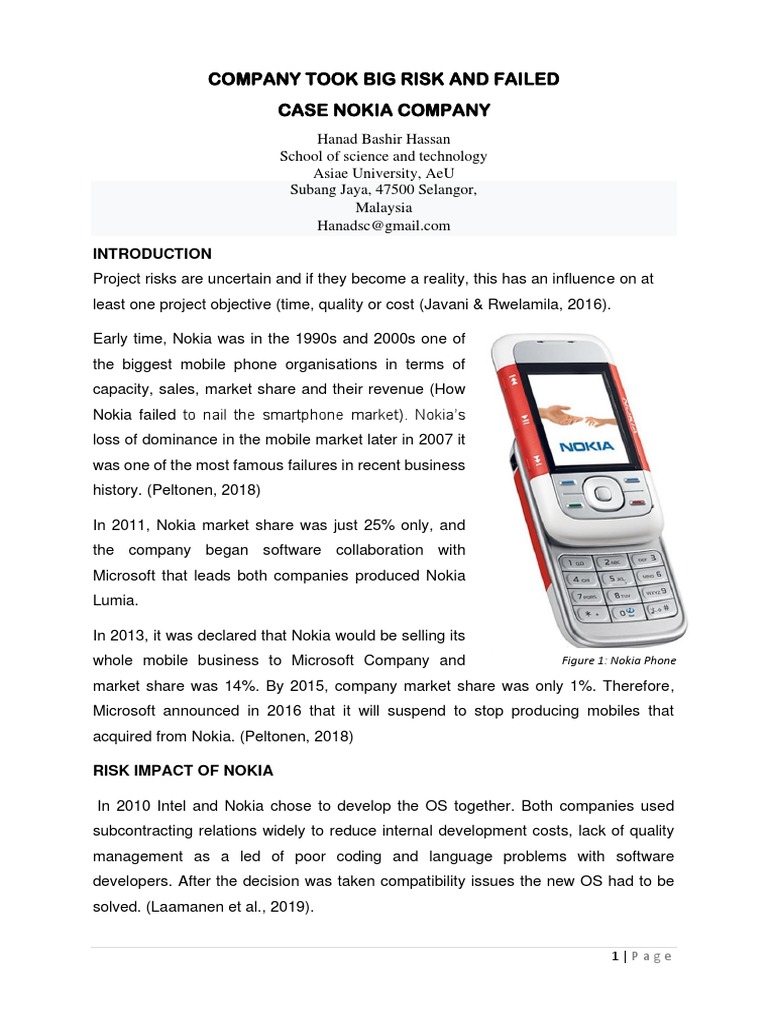 Company Took Big Risk and Failed Case Nokia Company | PDF | Nokia ...
