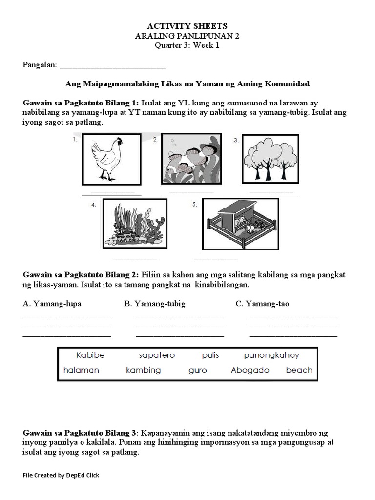 AP 2 Activity Sheet Q3 W1 | PDF