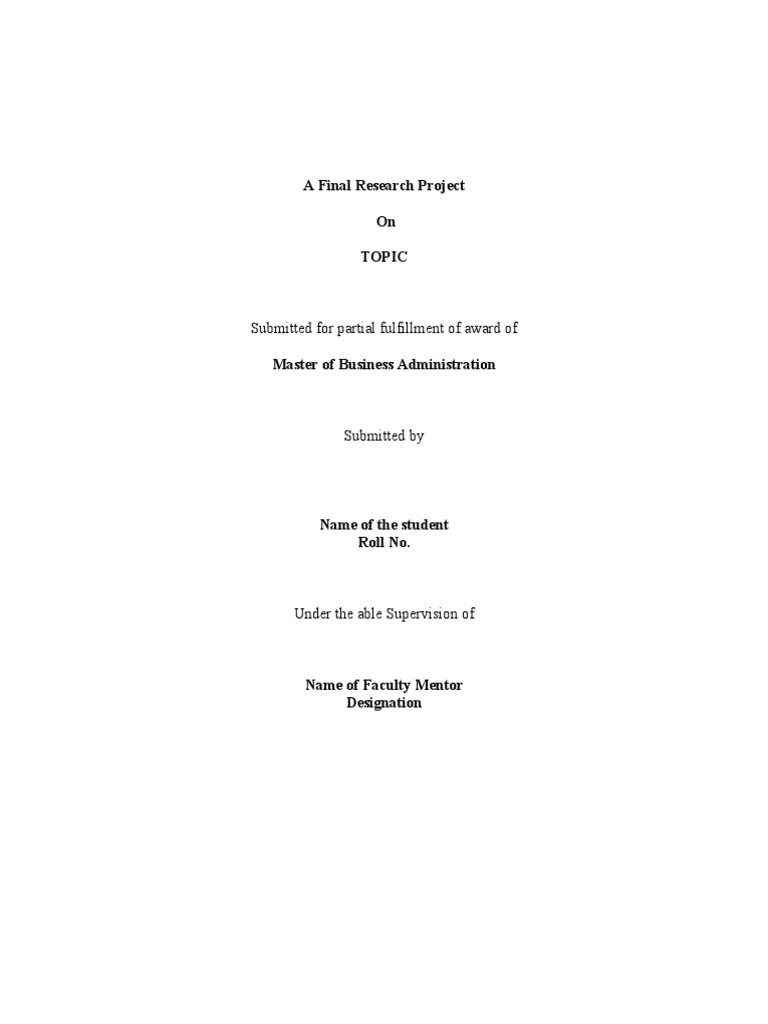 MBA Research Project on Industry Topic | PDF