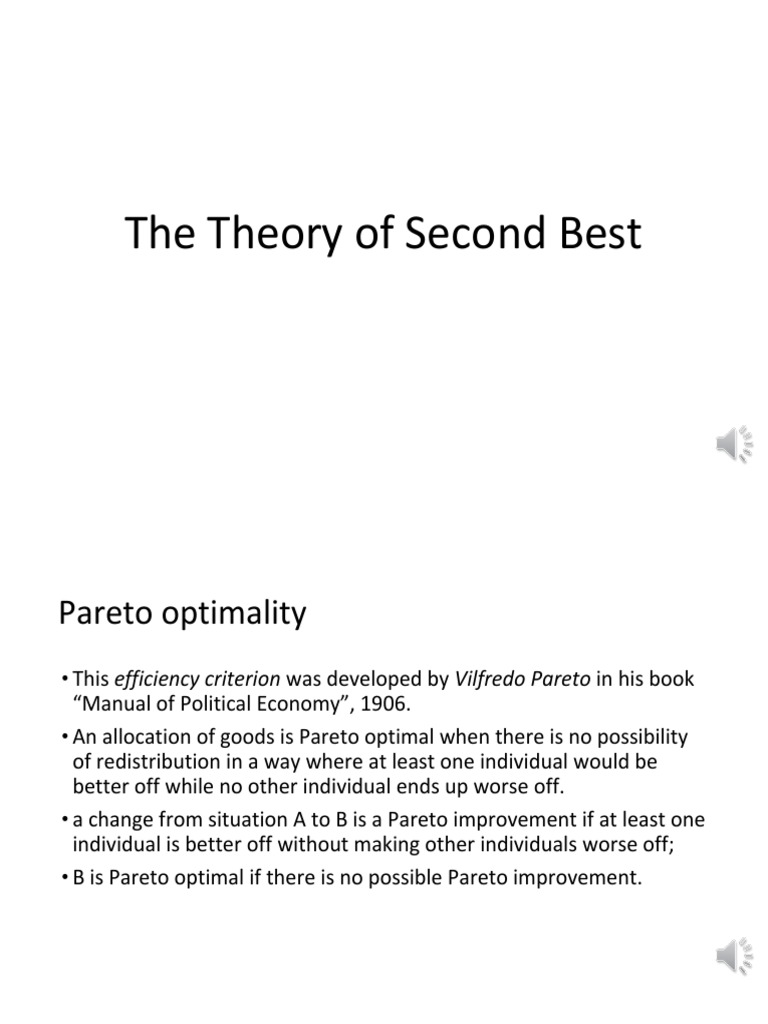 The Theory of Second Best: Pareto Optimality | PDF | Economic ...