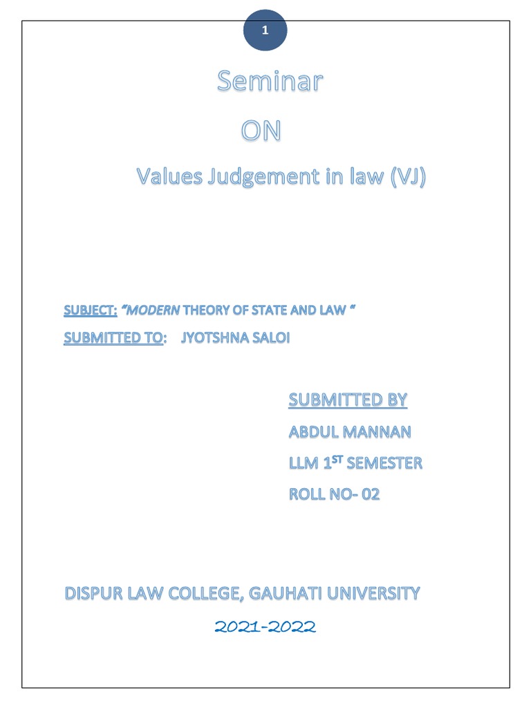 Value Judgment in Law | PDF | Value (Ethics) | Jurisprudence