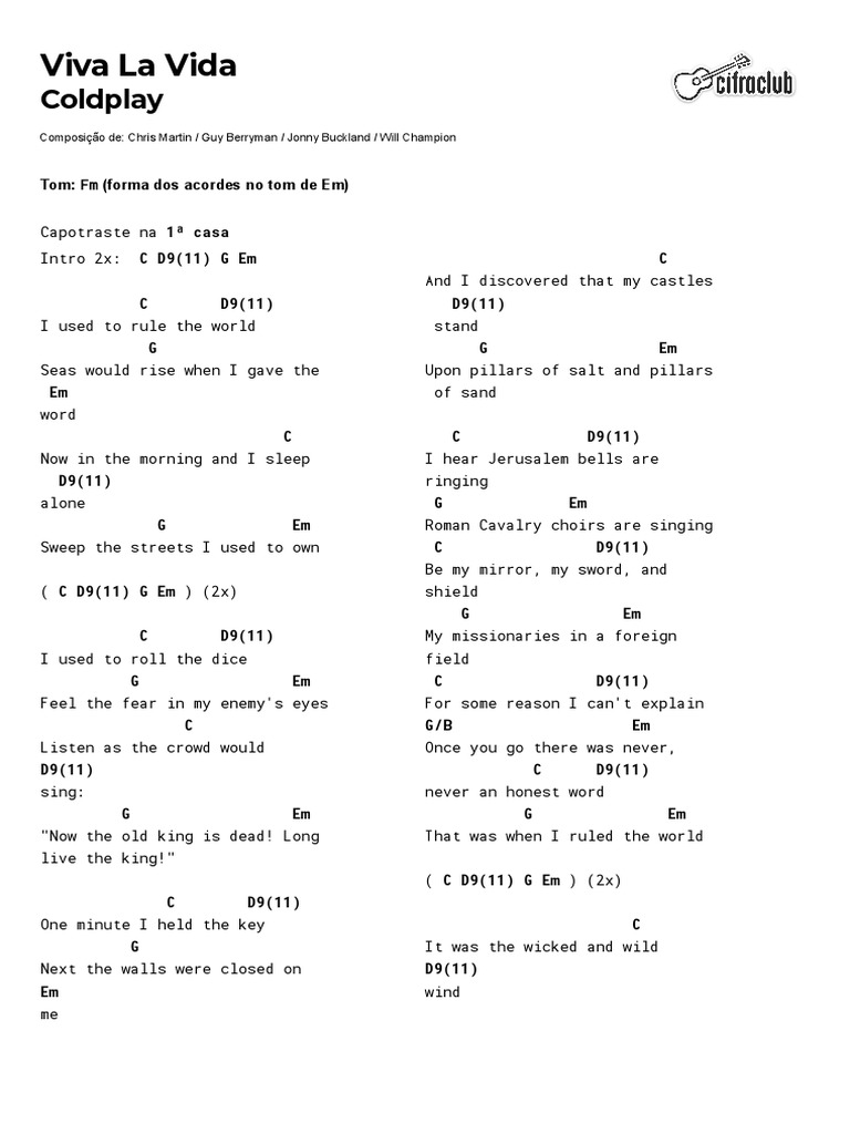 Cifra Club - Coldplay - Viva La Vida | PDF