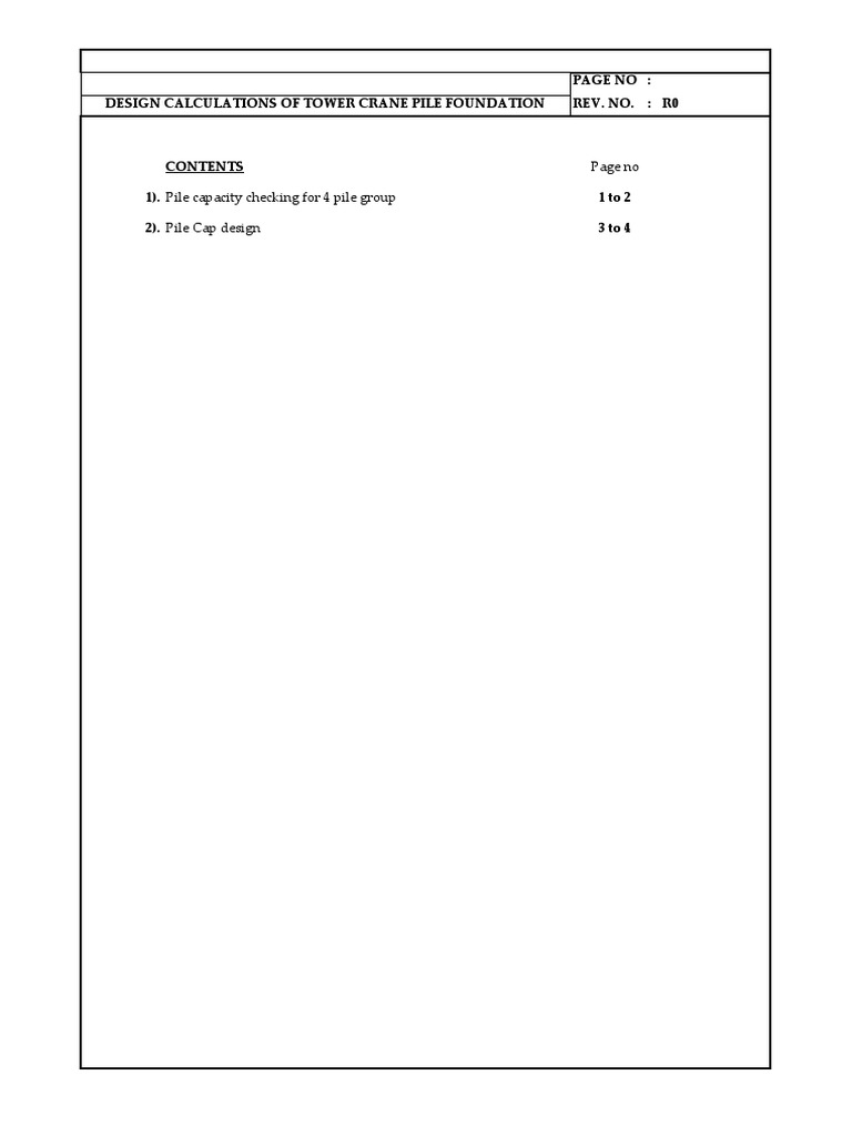 Tower Crane Pile Foundation Design Calculations | PDF | Deep Foundation ...