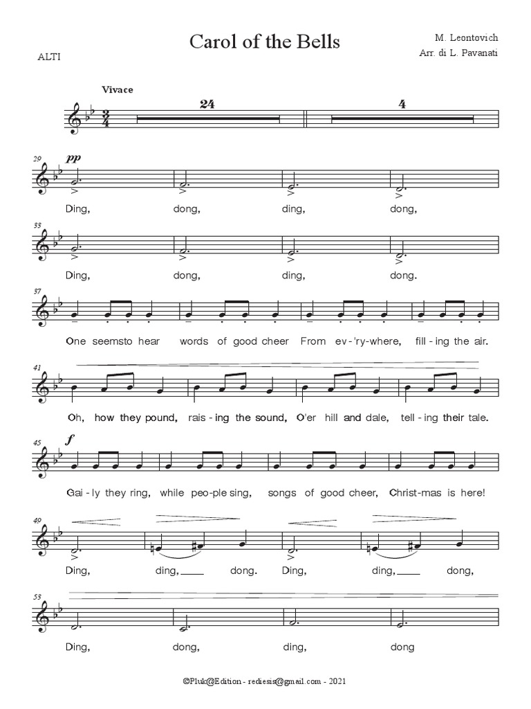 Carol of The Bells - LP - Coro - Alto | PDF